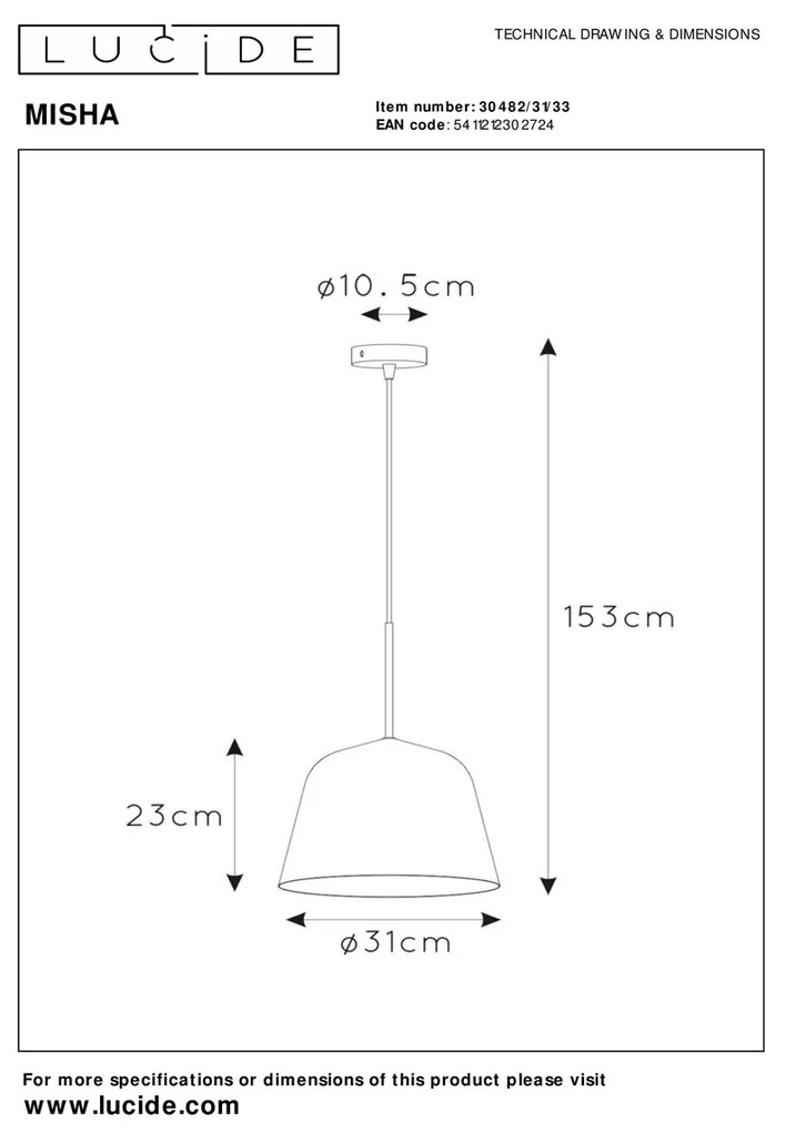 Lucide 30482/31/33 závěsné svítidlo Misha zelené, E27, ø31cm