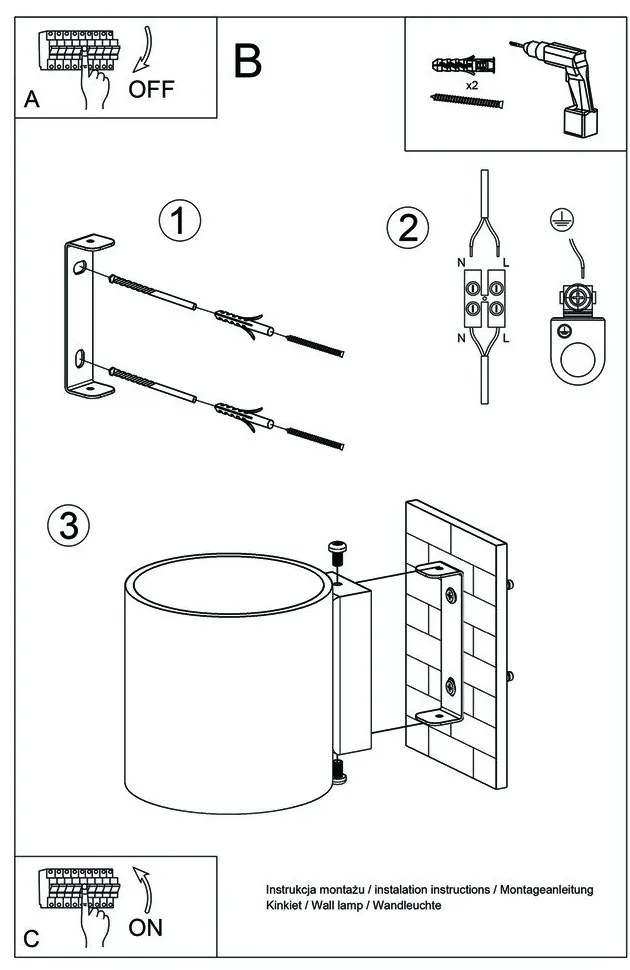 Šedé nástěnné svítidlo Sollux Roda