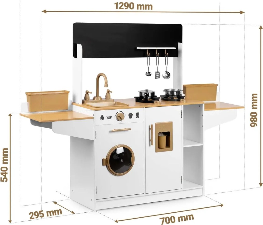 Dětská dřevěná kuchyňka s tabulí | bílá