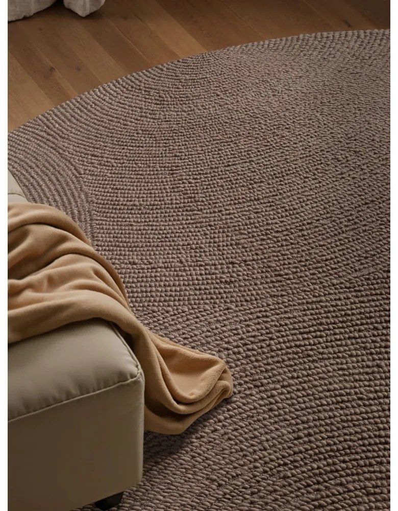 Taupe ručně tkaný vlněný kulatý koberec ø 120 cm Calmio – Hanse Home