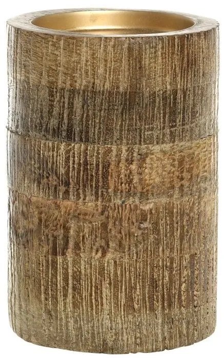 Dřevěný sloupovitý svícen na širokou svíčku Mango Wood L - Ø 10*15 cm