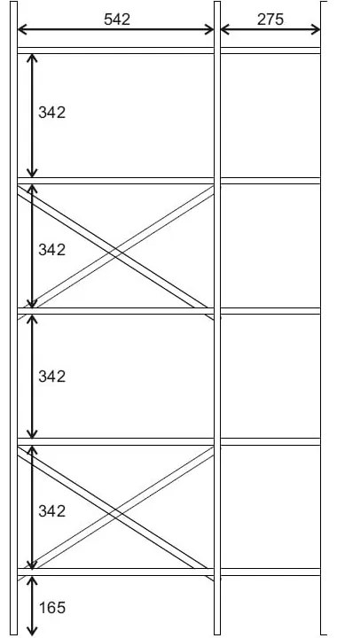 Knihovna v dekoru dubu v přírodní barvě 58x175 cm Ara – Marckeric