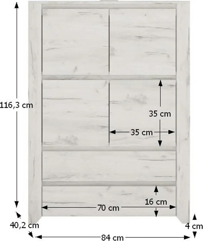 Tempo Kondela Skříňka ANGEL typ 33, bílá craft