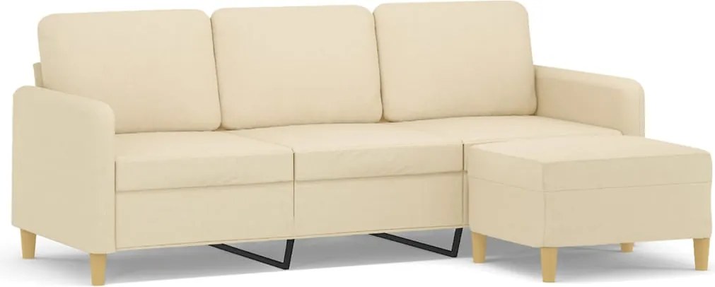 3místná pohovka s podnožkou krémová 180 cm textil 3201194