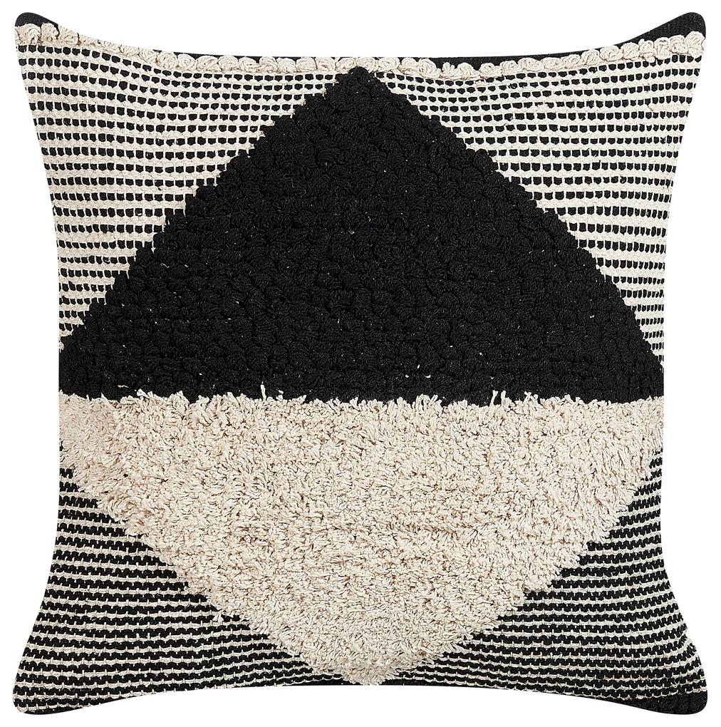 Sada 2 tkaných bavlněných polštářů s geometrickým vzorem 50 x 50 cm béžové/černé KHORA Beliani