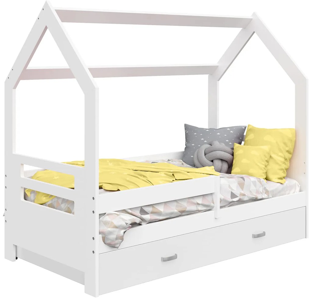 Dětská postel Domeček 160x80 D3B bílá s roštem