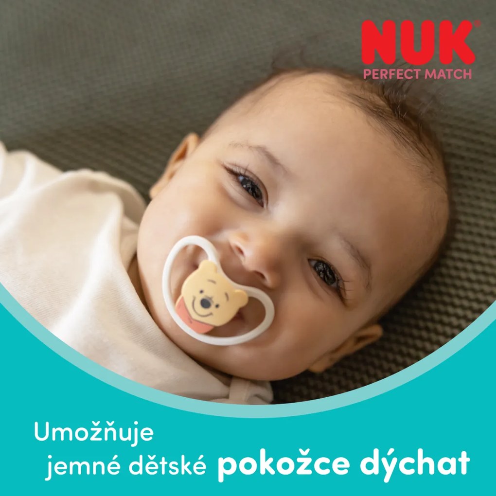 NUK Dudlík Perfect Match Air Medvídek Pú 6-18 m 1 ks v boxu White