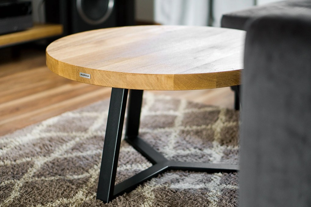Wudboys Konferenční stůl ROUND Barva kovu: Černá, Dřevo: Jasan, Rozměr: Průměr 110cm, moderní skandinávský styl