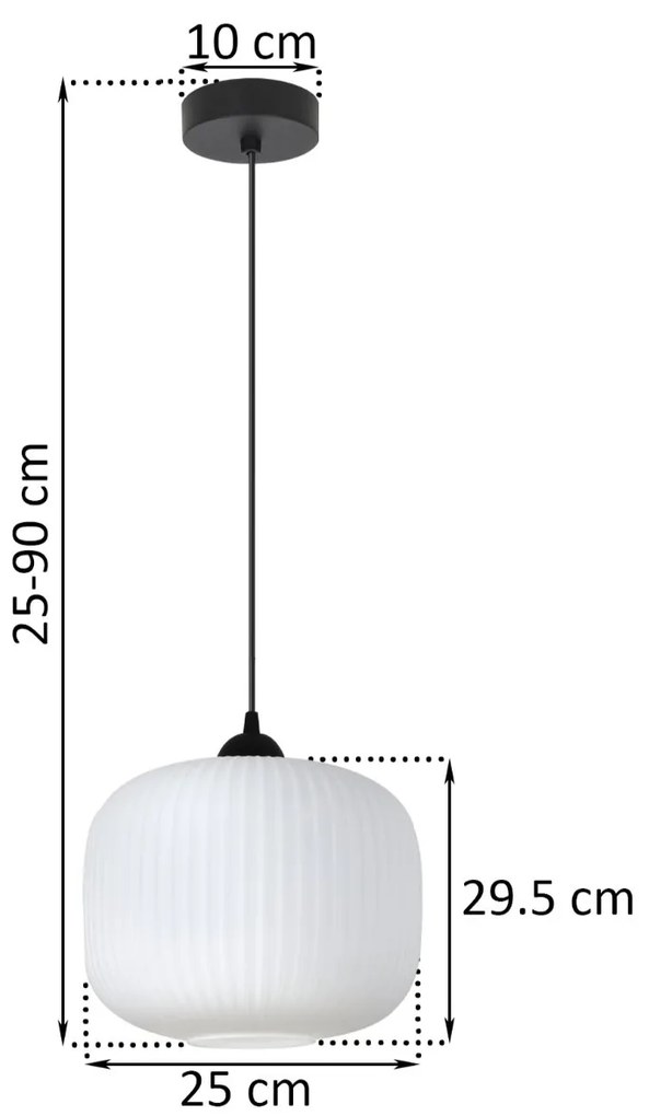 Závěsné svítidlo Riffle 3, 1x bílé skleněné stínítko, b