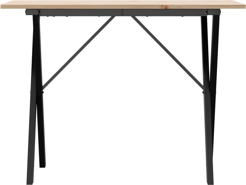 Jídelní stůl s X rámem 100 x 50 x 75 cm borové dřevo a ocel 3282697