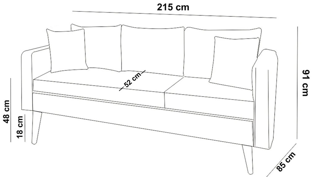 Hanah Home Pohovka SOFIA antracitová 215 cm