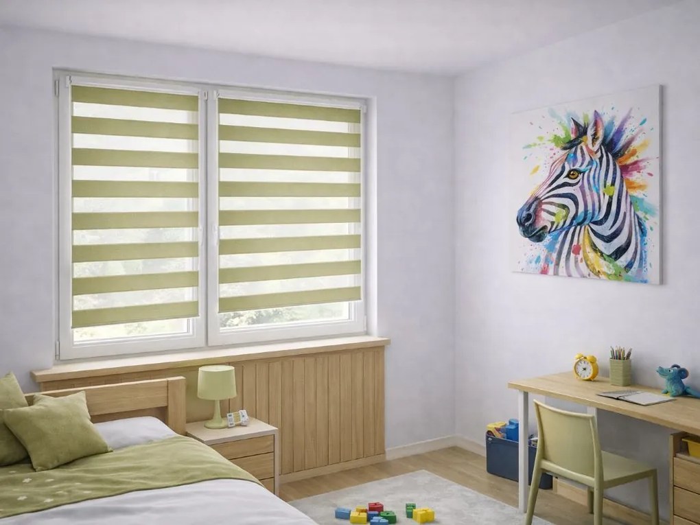 ZEBRA-SHOP Roleta DEN A NOC / MINI / STANDARD / olivová / BH 1206 Barva mechanizmu: šedá, Výška: 220, Šířka: 124