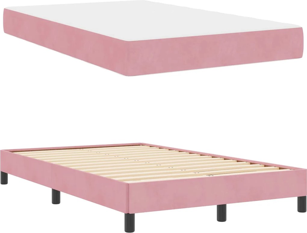 Postel s boxspringem s matrací Růžová 120 x 200 cm textil 3398688
