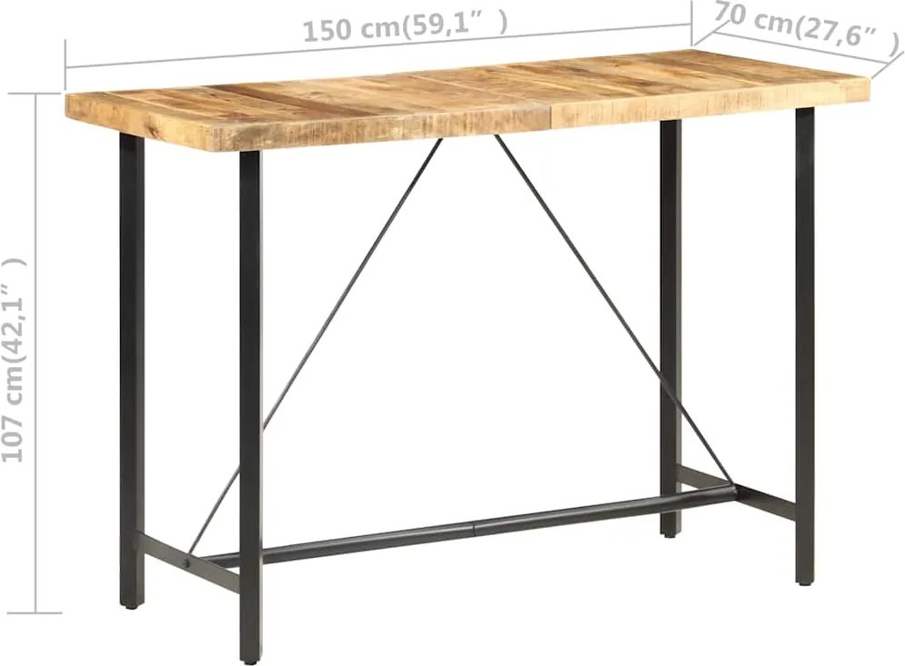 Barový stůl 150 x 70 x 107 cm hrubé mangovníkové dřevo 286612