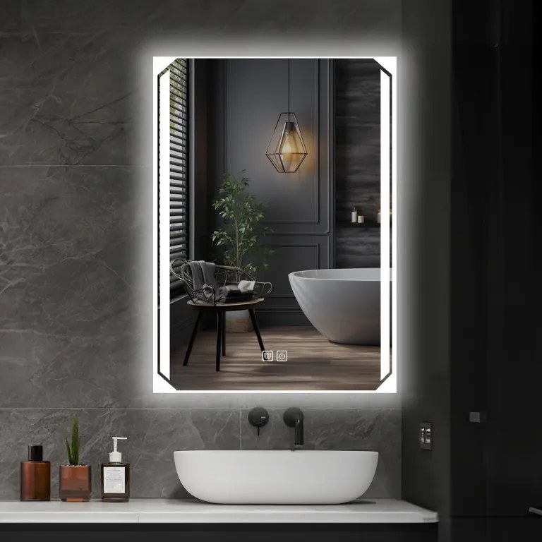 LED koupelnové zrcadlo 60 x 80 cm s odmlžováním