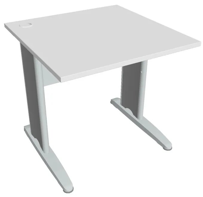 Stůl pracovní rovný 80 cm - Hobis Cross CS 800 Dekor stolové desky: bílá, Dekor lamino podnože: šedá, Barva nohou: Stříbrná