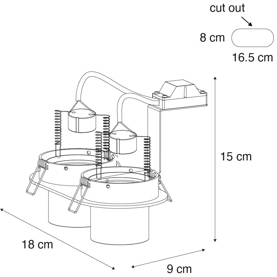 Zakulacené zapuštěné bodové svítidlo antracitově šedé GU10 50 mm 2-světlo - Installa