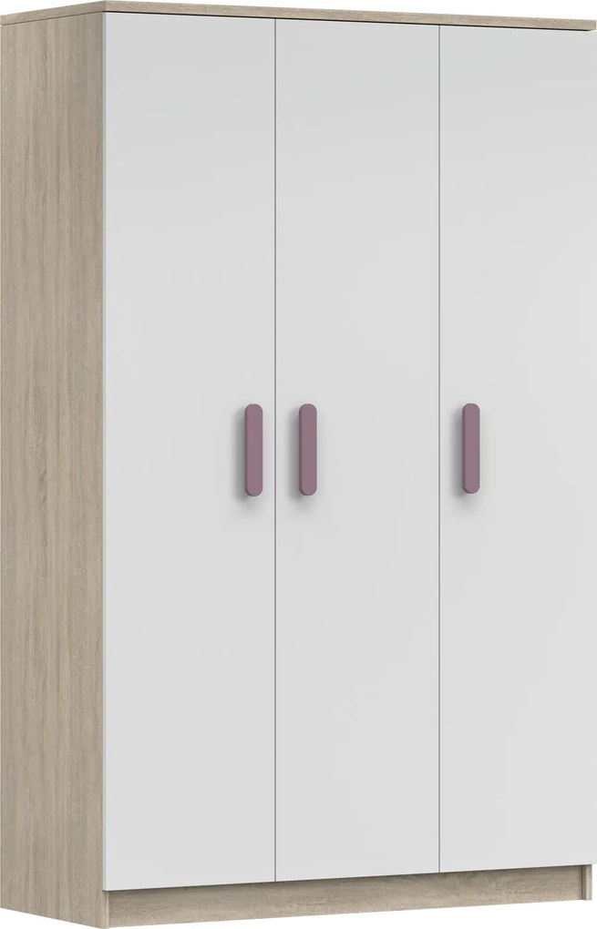 IDZ Šatní skříň SMYK III 3D 19, 120 cm Bílá + Dub Sonoma / Barevné úchytky Barva: Grafit