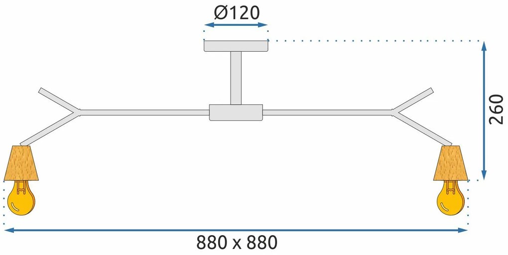 Toolight Skandinávská kovová stropní lampa APP694-5C