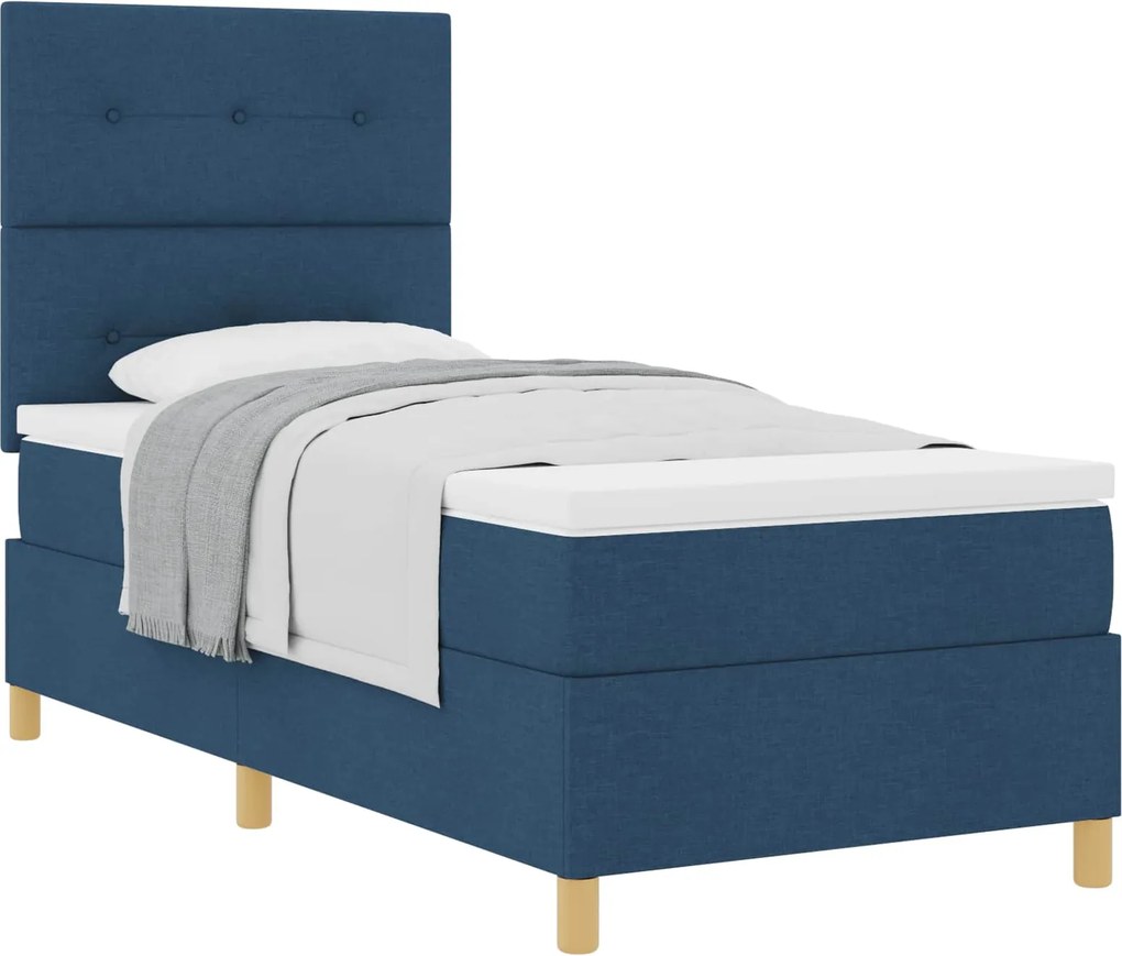 Postel s boxspringem s čelo Modrá 80 x 200 cm textil 3339580