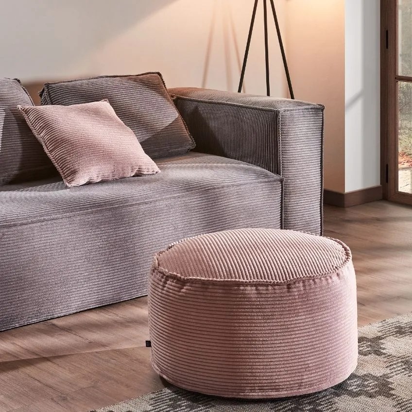 OnaDnes -20% Růžový manšestrový puf Kave Home Wilma 70 cm