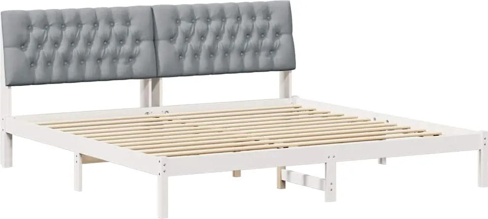 Rám postele s čalouněným čelem s čelo Bílá 200 x 200 cm 3394382