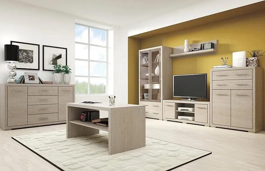 Casarredo - Komfort nábytek Vitrína VEGAS V-13, 2D, výběr barev | barva: jrs-santana-tmava