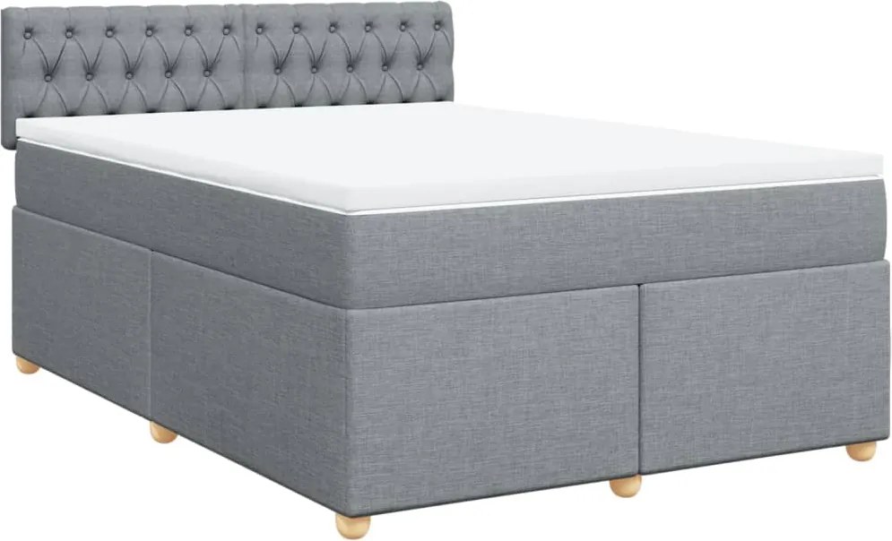 Box spring postel s matrací světle šedá 140 x 190 cm textil 3286682