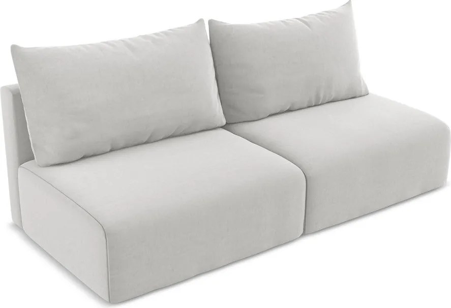 Světle šedá sametová rozkládací/s úložným prostorem pohovka 216 cm Kalena – Makamii