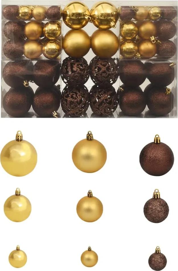 vidaXL Sada vánočních baněk 100 kusů [356102] Barva: hnědá/bronzová/zlatá