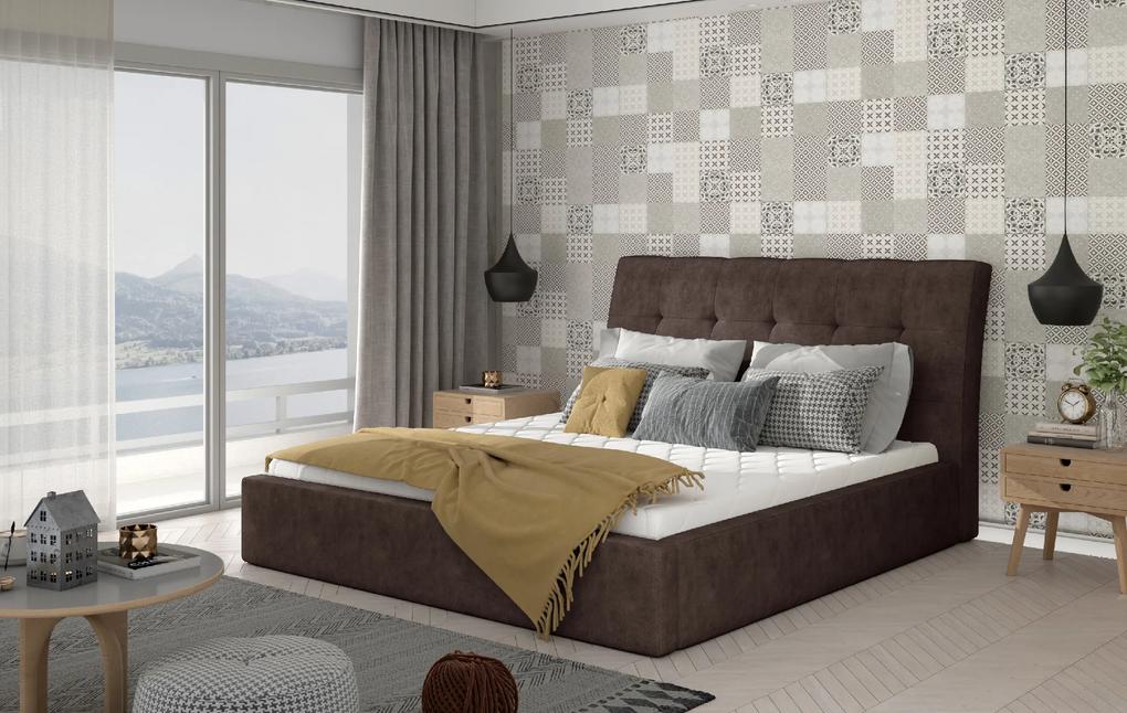 Eltap Čalouněná postel Inge s úložným prostorem Materiál a barva potahu: Omega 68 - žlutá, Rozměry (cm): 160x200
