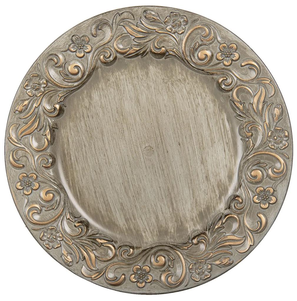 Zlato stříbrný plastový dekorativní talíř - Ø 33*2 cm