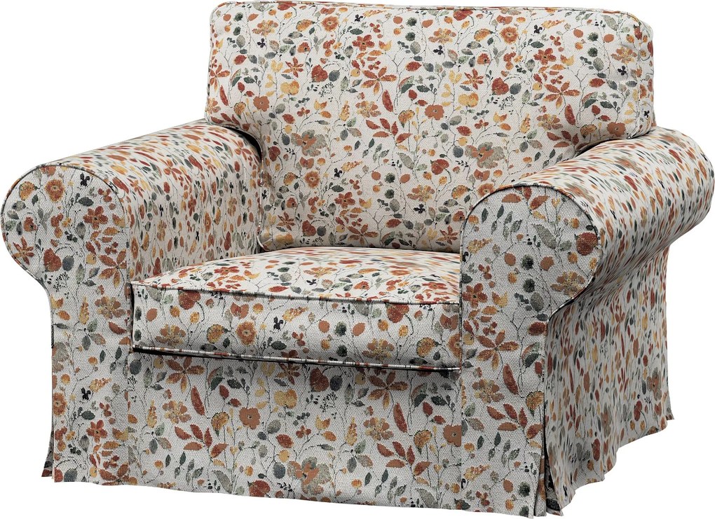 Potah na křeslo IKEA Ektorp barva oranžová látka pletený vzor, vzorované