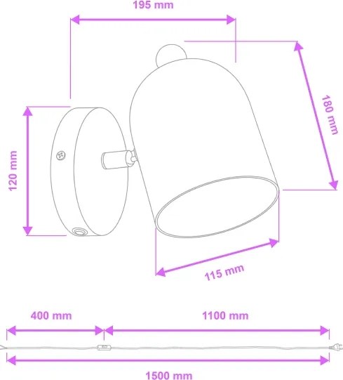 Brilagi - Nástěnné bodové svítidlo GALLION 1xE27/15W/230V modrá