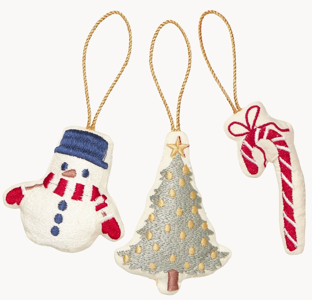 Sada ručně vyrobených ozdob na stromeček Snowman, 3 díly