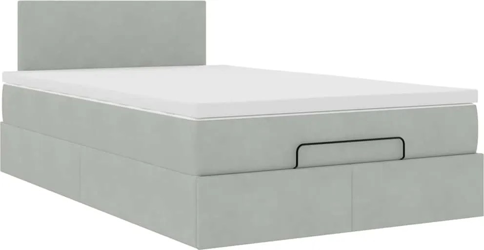 Osmanský rám postele s matrací světle šedá 120x200cm samet 3312542
