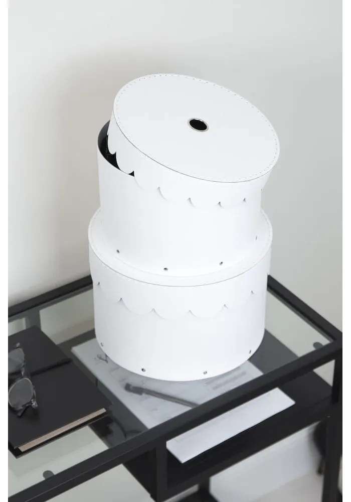 Bílé kartonové úložné boxy v sadě 2 ks s víkem ø 26x17,5 cm Wilma Paper Laminate – Bigso