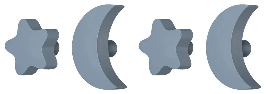 Háčky Stars and Moons hooks Grey - set 4 ks  Nofred