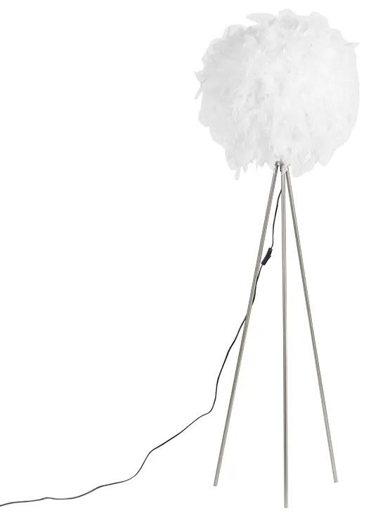 Romantická stojací lampa bílá - peří