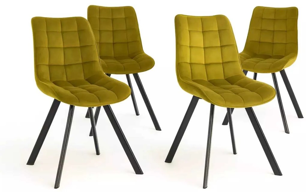 LuxuryForm DESIGN Židle ORLEN VELUR - žlutá - SET 4 ks