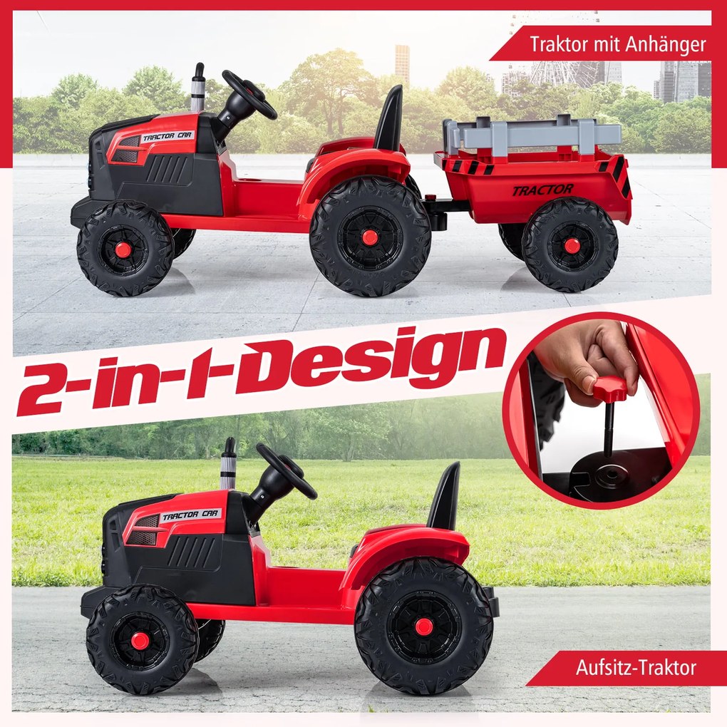 Costway 24 V dětský elektrický traktor s přívěsem elektrické vozidlo