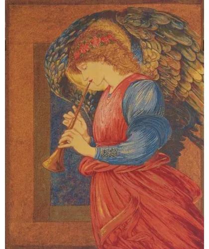 Vlámský gobelín tapiserie  -  Ange au Flageolet by William Morris