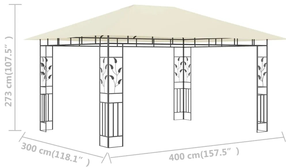 vidaXL Marketos Altán s moskytiérou 4 x 3 x 2,73 m krémový 180 g/m²