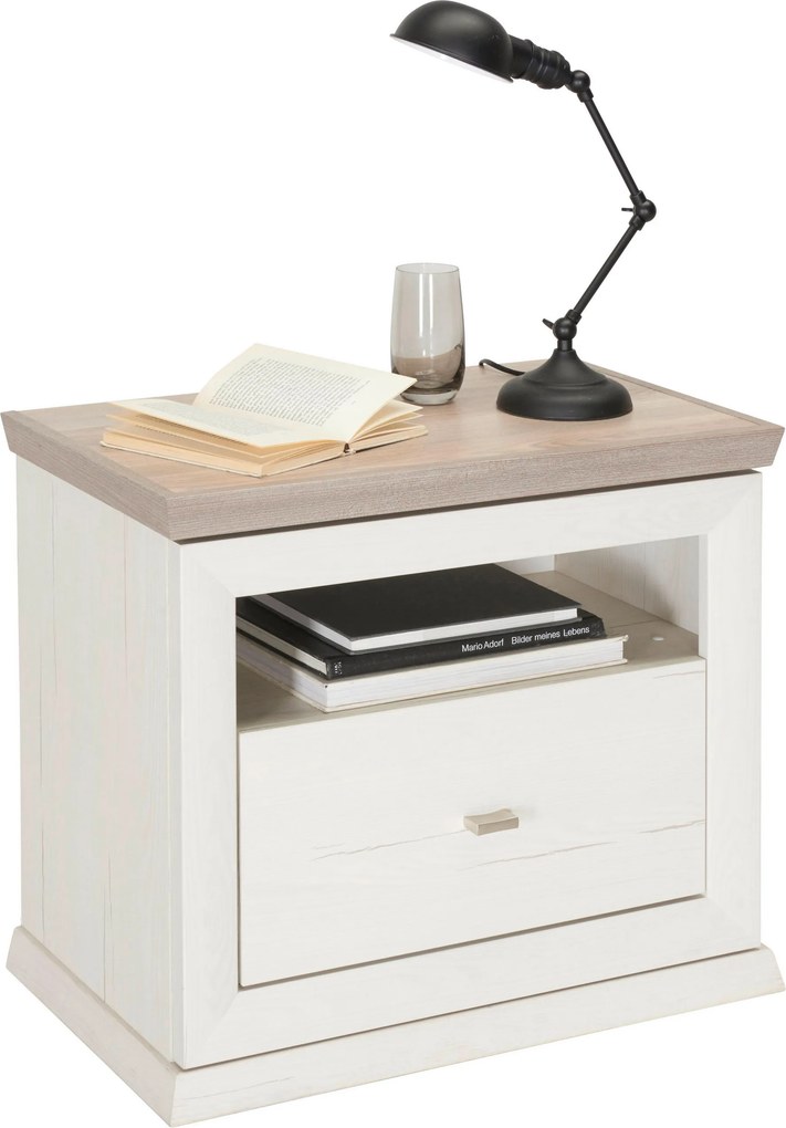 XXXLutz NOČNÍ STOLEK, šedá, bílá, 63/55/38 cm Hom`in - 000003000106