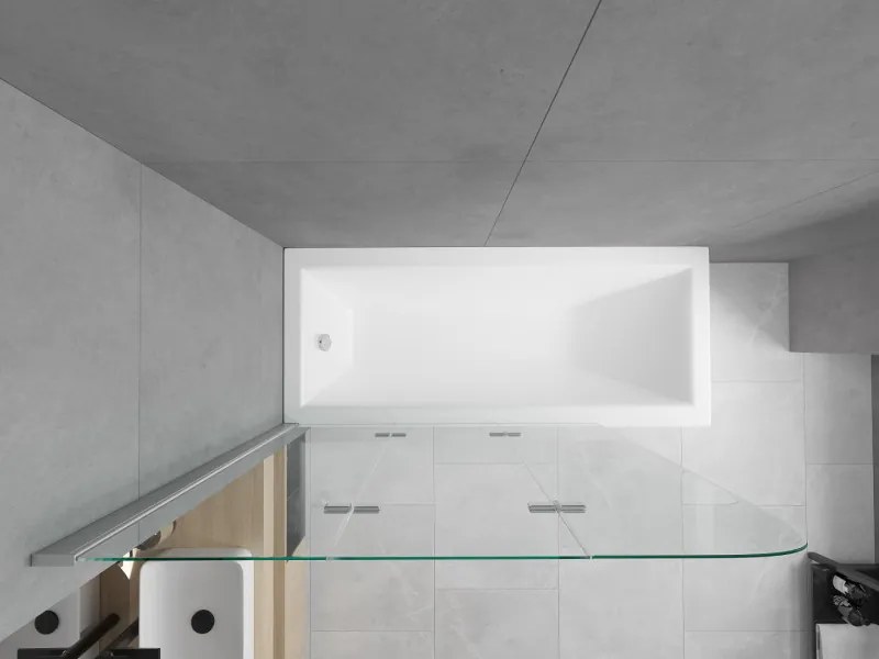Mexen Cubik obdélníková vana 170 x 70 cm s obkladem a třídílnou zástěnou 120 cm, transparentní, chromová