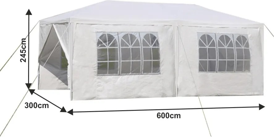 Zahradní párty stan, bílá, 3x6 m, TEKNO TYP 2