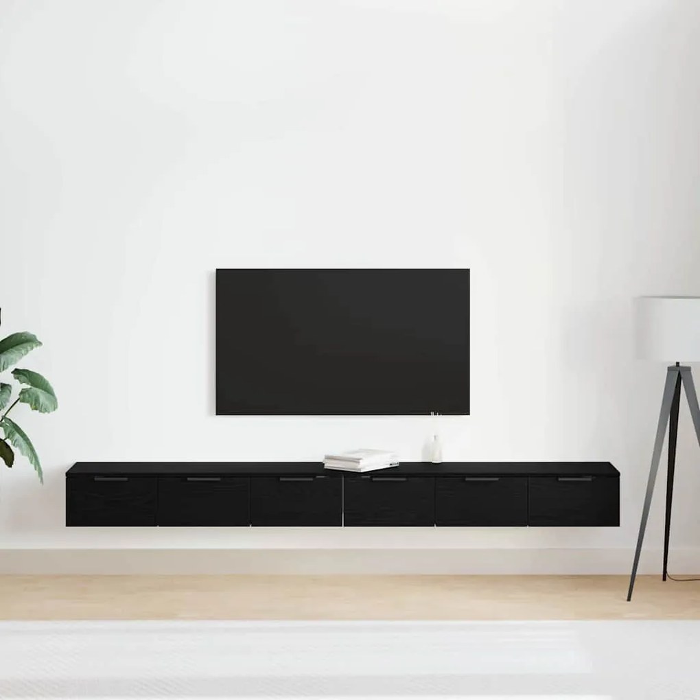 Nástěnná skříň 2 ks Černý dub 102 x 30 x 20 cm Kompozitní dřevo 3333075