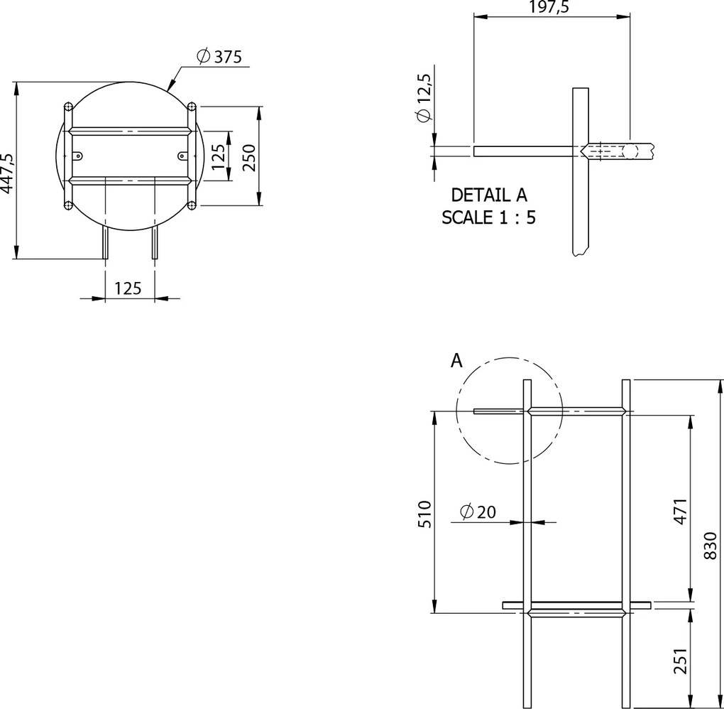 Sapho Puno podstavec pod kulatá umyvadla 375 x 830 x 448 mm ocel černá SKA380-2
