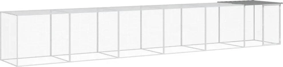 Klec pro kuřata se střechou světle šedá 603 x 98 x 90 cm ocel 3189046