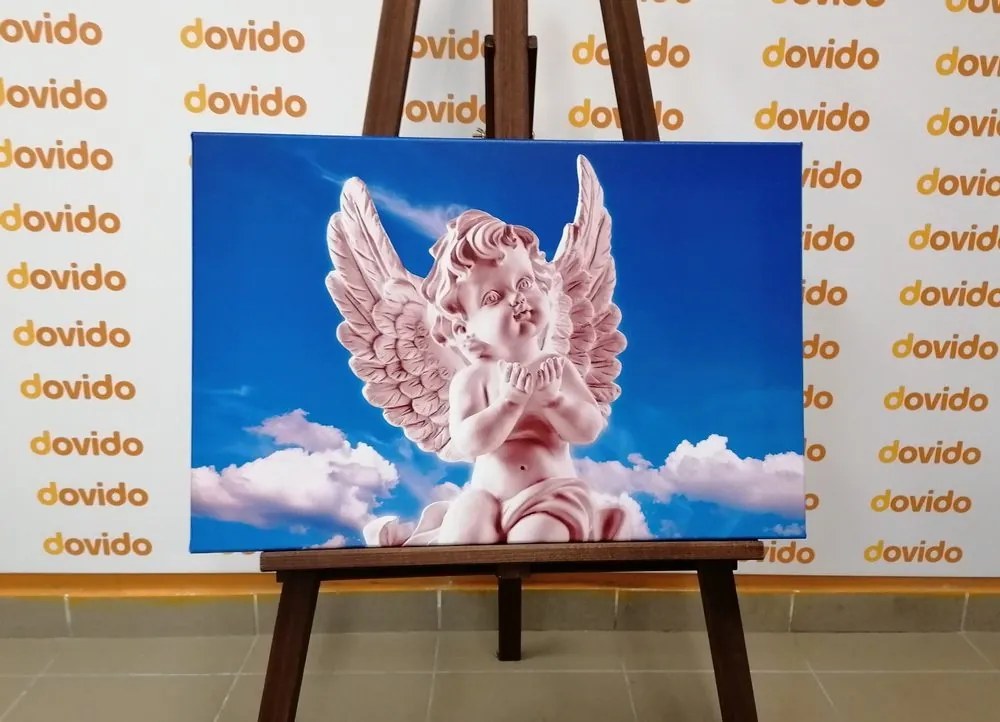 Obraz růžový pečlivý andílek na nebi - 120x80 cm